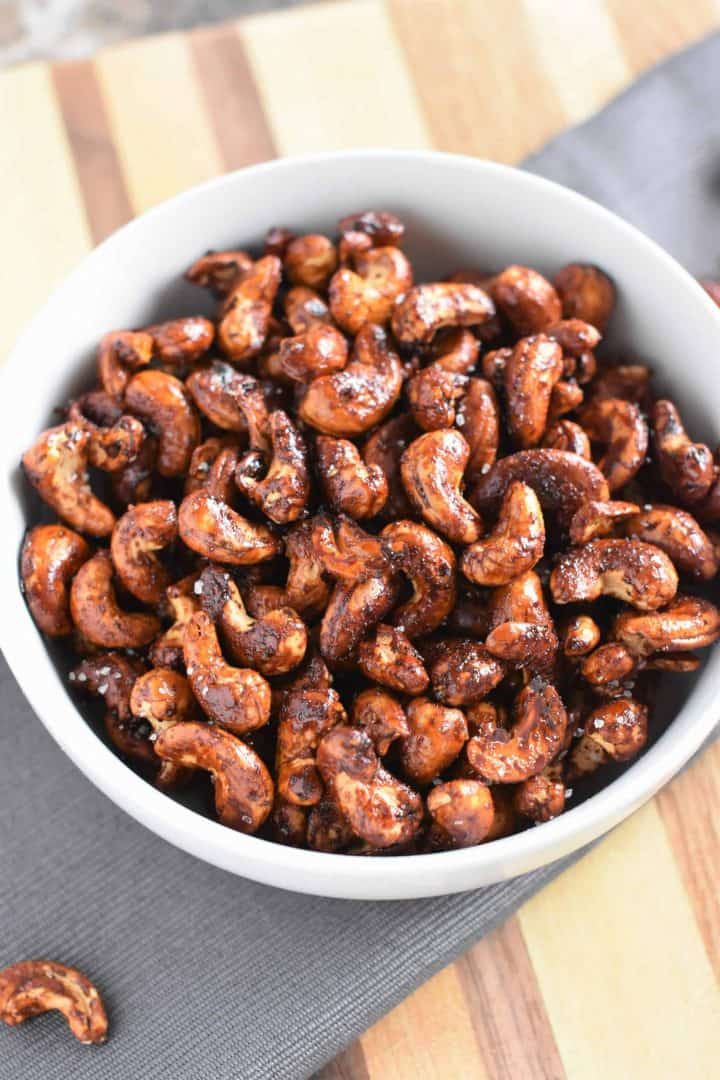 Sweet & Spicy Roasted Cashews [Vegan, Oil-Free] - Watch Learn Eat